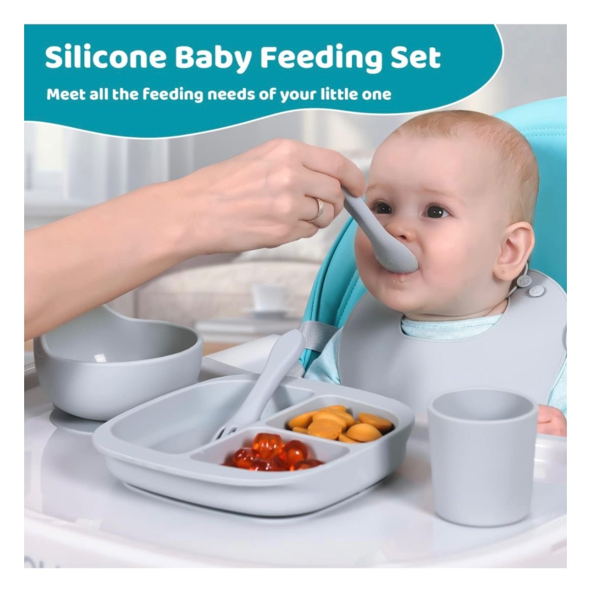 Silicone Feeding Set - Little Beach Bum - Baby Gear Rentals